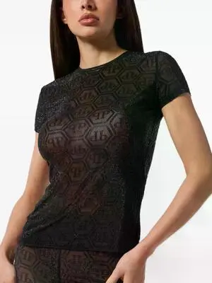 Philipp Plein Tulle Monogram Strass T-shirt