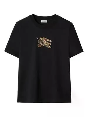 Burberry Check Cotton T-shirt - Black