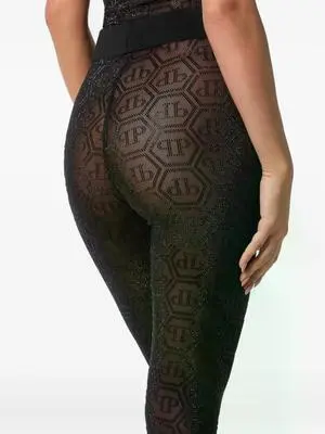 Philipp Plein Tulle Leggings Monogram Strass