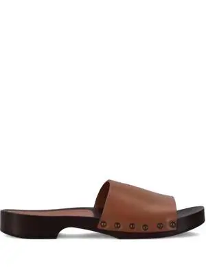LA ROSE Leather Slides - Brown