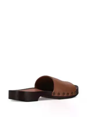 LA ROSE Leather Slides - Brown