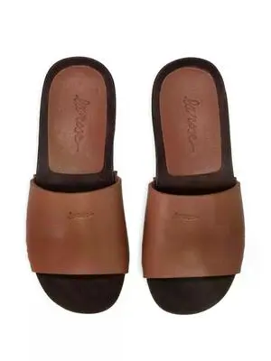 LA ROSE Leather Slides - Brown