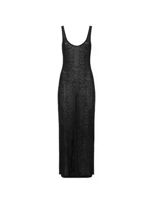 Philipp Plein Tulle Monogram Strass Midi Dress - Black