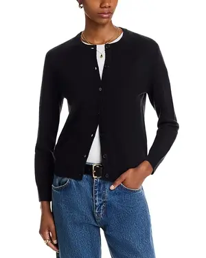 Bloomingdale'S Cashmere Crewneck Cardigan Sweater - Black