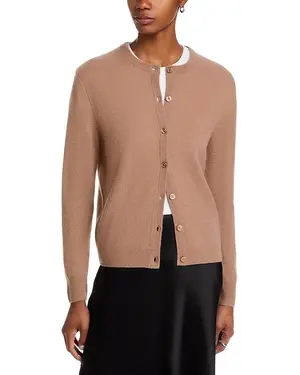 Bloomingdale'S Cashmere Crewneck Cardigan Sweater - Camel