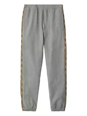 Burberry Check Trim Cotton Jogging Pants - Grey