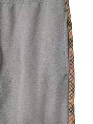 Burberry Check Trim Cotton Jogging Pants - Grey