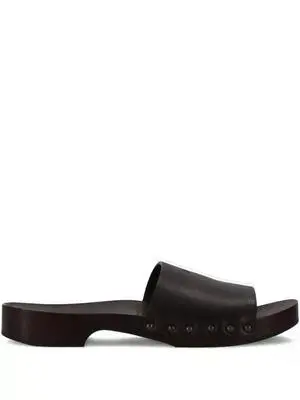 LA ROSE Leather Slides - Brown