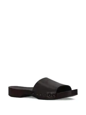 LA ROSE Leather Slides - Brown