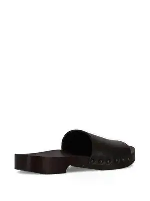 LA ROSE Leather Slides - Brown