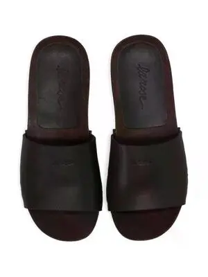 LA ROSE Leather Slides - Brown