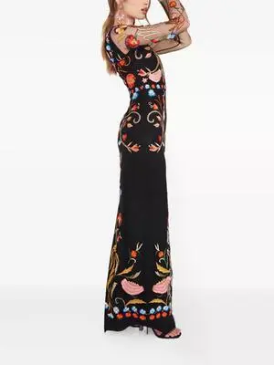TEMPERLEY LONDON Floral-embroidered Long Sleeve Dress
