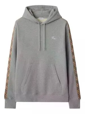 Burberry Check Trim Cotton Hoodie - Grey