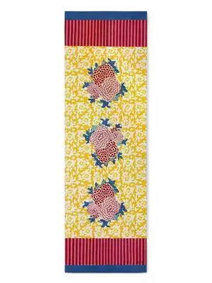 LISA CORTI Arabesque Corolla Floral-print Striped Table Runner