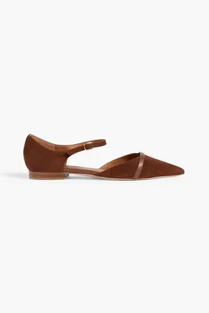 MALONE SOULIERS Ulla Leather-trimmed Suede Flats