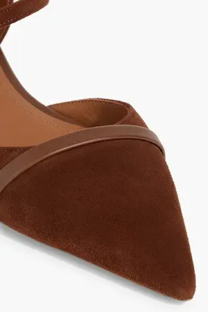 MALONE SOULIERS Ulla Leather-trimmed Suede Flats