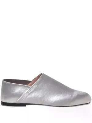 Alberta Ferretti Logo-debossed Leather Loafers - Silver