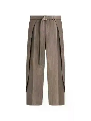 Manière De Voir Wide Leg Pinstripe Tailored Trousers With Wrap Detail - Brown