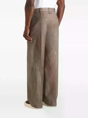Manière De Voir Wide Leg Pinstripe Tailored Trousers With Wrap Detail - Brown