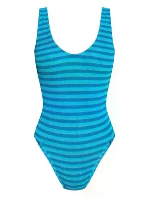 Bond Eye Striped Ribbed One-piece Swimsuit - Blue