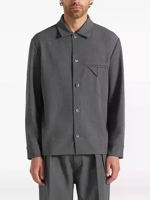 Manière De Voir Leo Hatched Tailored Overshirt - Grey