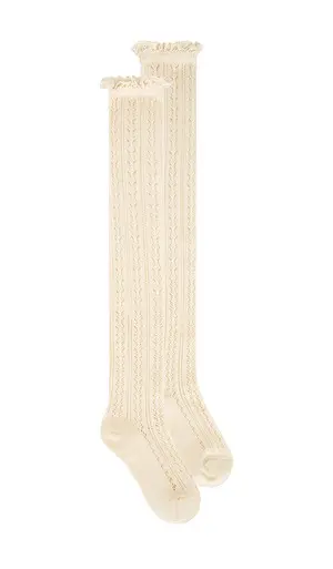 Free People Misty Net Pointelle Tall Socks - Cream