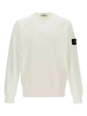 Stone Island Crew-neck Sweatshirt With Logo Badge - White