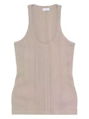 Brunello Cucinelli Ribbed Scoop-neck Top