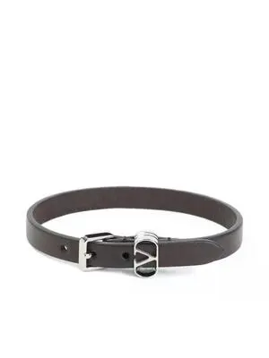 Valentino Garavani V-logo Leather Bracelet - Brown
