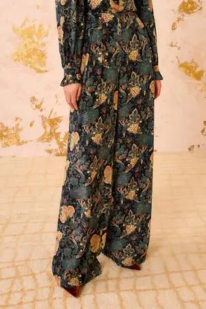 Ulla Johnson Aviva Silk Wide Leg Pants - Nuit