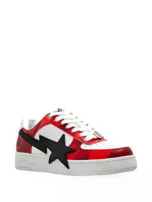 A BATHING APE Leather Star-embellished Lace-up Sneakers