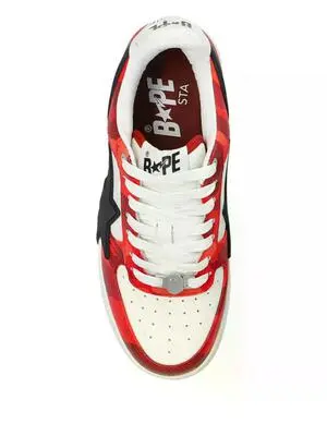 A BATHING APE Leather Star-embellished Lace-up Sneakers