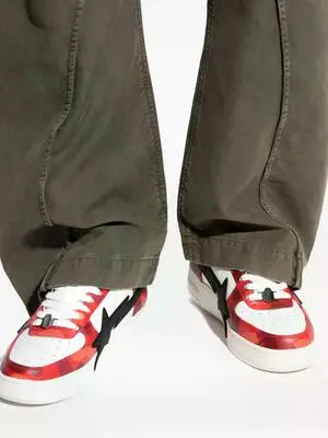 A BATHING APE Leather Star-embellished Lace-up Sneakers