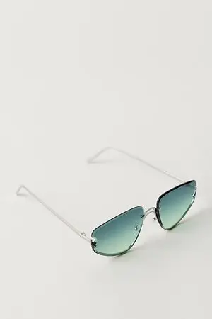 Free People Bennie Rimless Sunglasses - Silver/lime