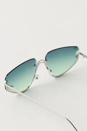Free People Bennie Rimless Sunglasses - Silver/lime