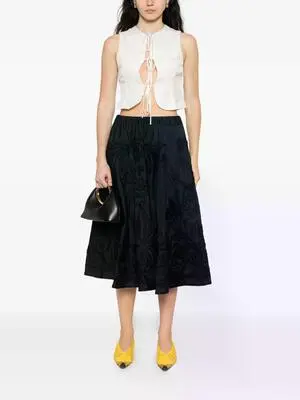 P.a.r.o.s.h Embroidered-flowers Midi Skirt