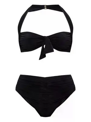 Balmain Halterneck Ruched Bikini - Black