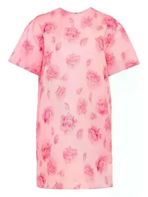MSGM Rose-print T-shirt Dress