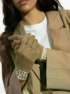Moschino Logo-detail Gloves - Neutrals