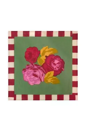 LISA CORTI Rose-print Checked Napkins