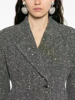 Alessandra Rich Sequin-embellished Herringbone Jacket