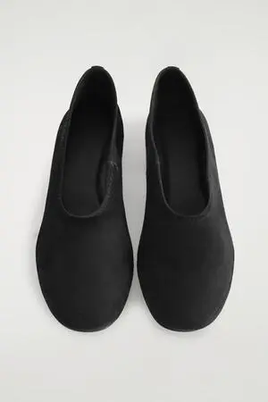 Cos Suede Heeled Ballerinas - Black