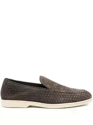 DOUCAL'S Woven Suede Loafers - Brown