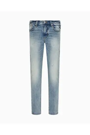 Emporio Armani Slim-fit Bleached Stretch Jeans - Blue