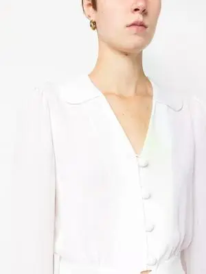 Moschino Cropped Tied-hem Silk Blouse