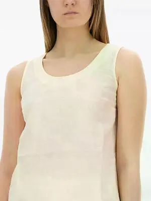 120% Lino Linen Round Neck Sleeveless Top - Neutrals
