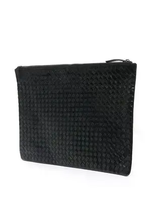 Dragon Diffusion Woven Leather Clutch - Black