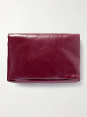 Saint Laurent Cassandre Large Glossed-leather Clutch - Red