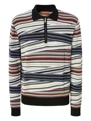 Missoni Striped-pattern Zip-neck Polo Shirt