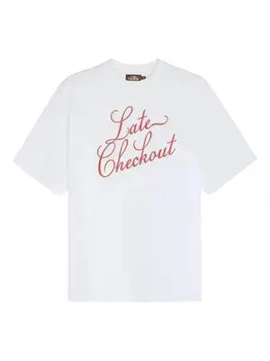LATE CHECKOUT Script-logo T-shirt - White